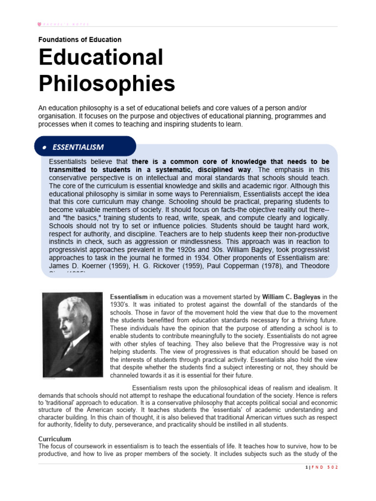 Foundations of Education | PDF | Existentialism | Philosophy Of Education