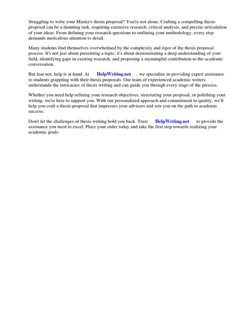 MSC Thesis Proposal Template | PDF | Thesis | Methodology