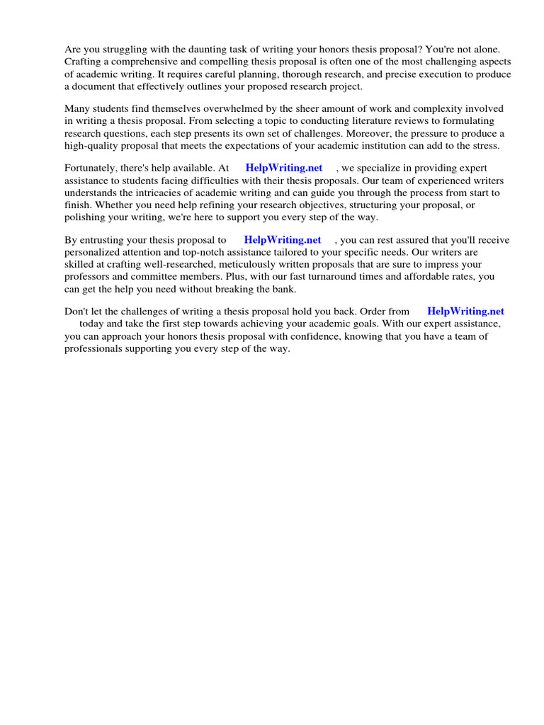 Honors Thesis Proposal Writing Guide | PDF | Thesis | Methodology