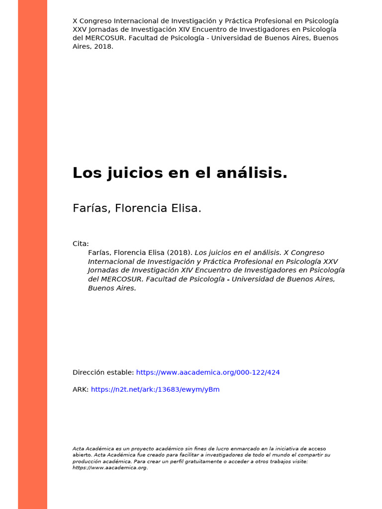 Farías, Florencia Elisa (2018) - Los Juicios en El Análisis | PDF ...
