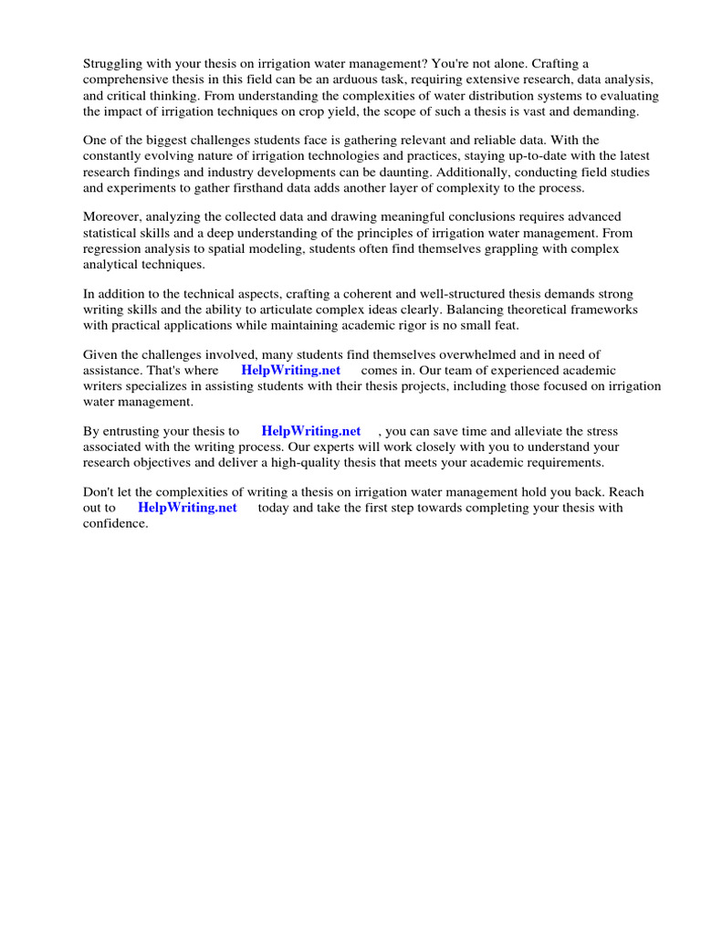 Thesis On Irrigation Water Management | PDF | Irrigation | Water Thesis On Irrigation Water Management | PDF | Irrigation | Water