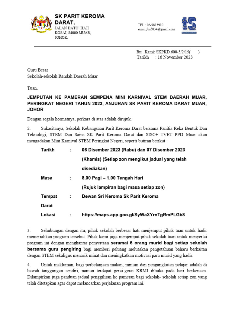TERKINI_SURAT_JEMPUTAN_KARNIVAL_MINI_STEM_KEPADA_SEKOLAH2_DAERAH | PDF