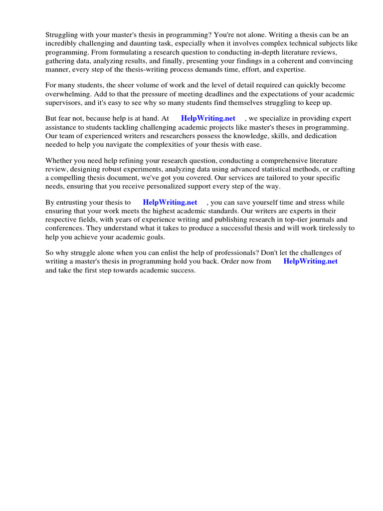 Master Thesis Programming | PDF | Thesis | Essays