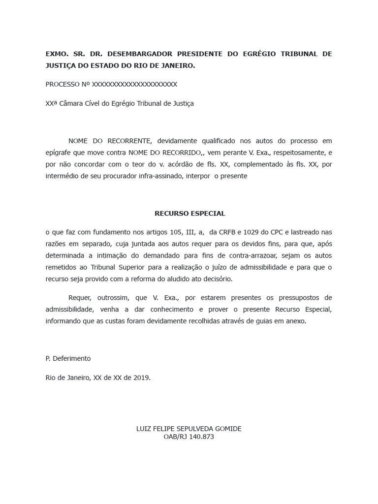 Cópia de (AURUM) 1. Modelo de Recurso Especial No Novo CPC - Documentos Google | PDF | Tribunais ...
