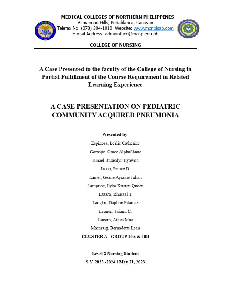 Pcap Case Presentation Final Output of Group 10 A&b | PDF | Lung ...