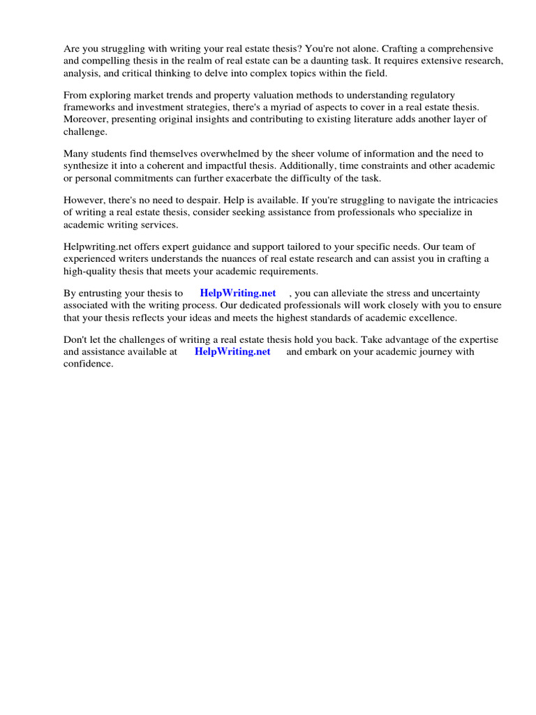 Real Estate Thesis Sample | PDF | Leasehold Estate | Real Estate Appraisal