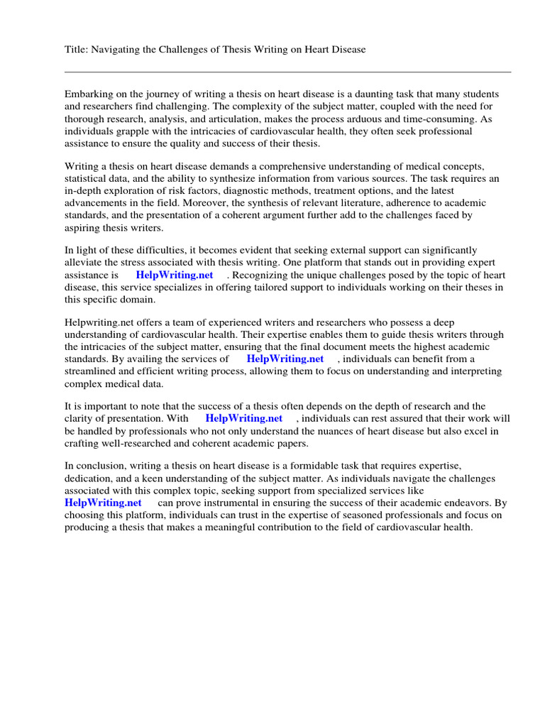 Thesis Heart Disease | Download Free PDF | Coronary Artery Disease ...