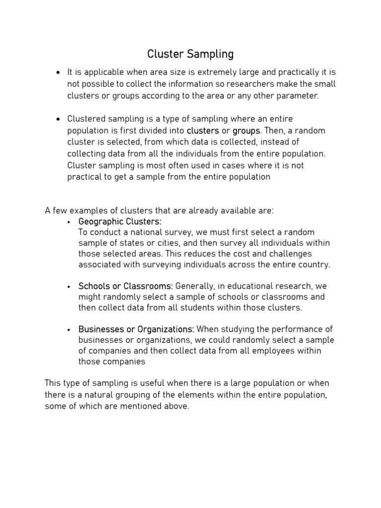 Cluster Sampling | PDF