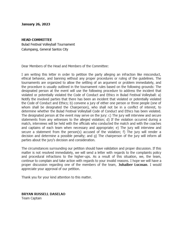 Petition Letter | PDF | Law