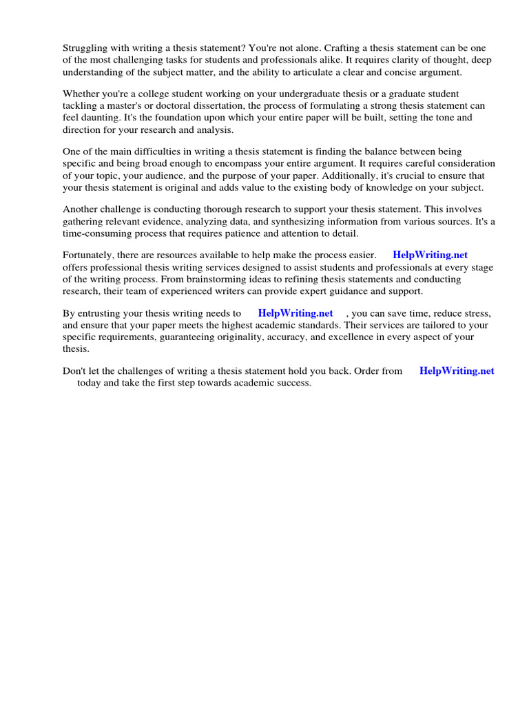 Writing A Thesis Statement Exercises | PDF | Career & Growth