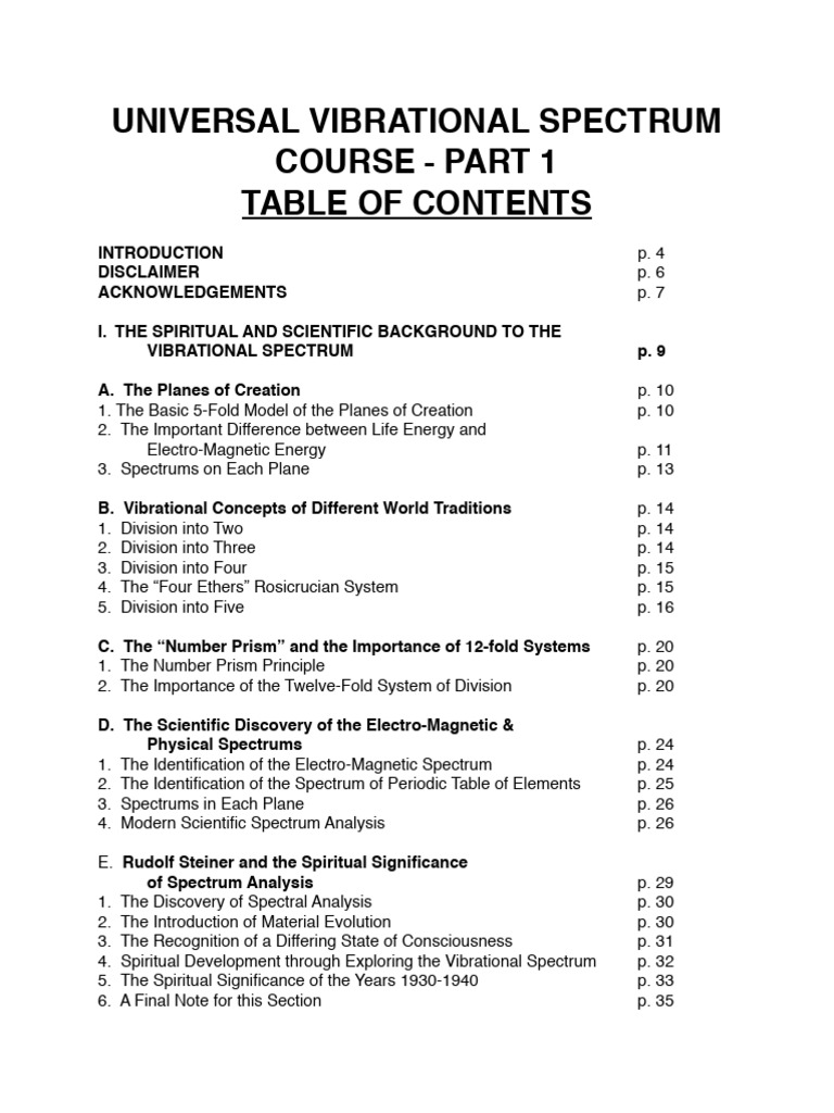 Universal+Vibrational+Spectrum+Table+of+Contents | PDF | Waves | Pendulum