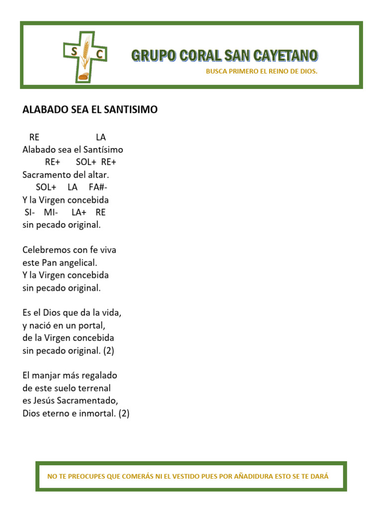 Alabado Sea El Santisimo | PDF