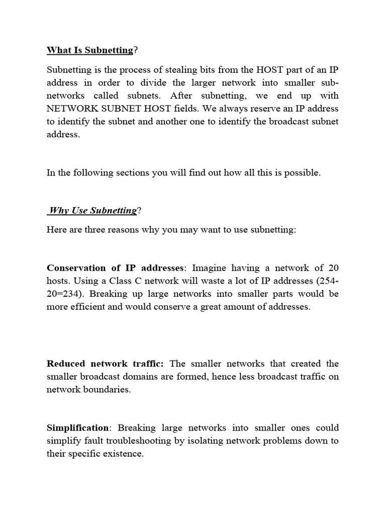 What Is Subnetting Pdf Network Protocols Internet Architecture