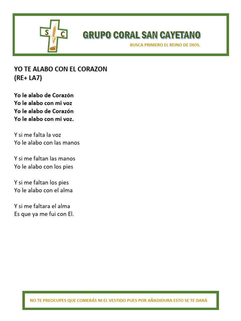Yo Te Alabo Con El Corazon | PDF | Artes del Lenguaje y Comunicación ...
