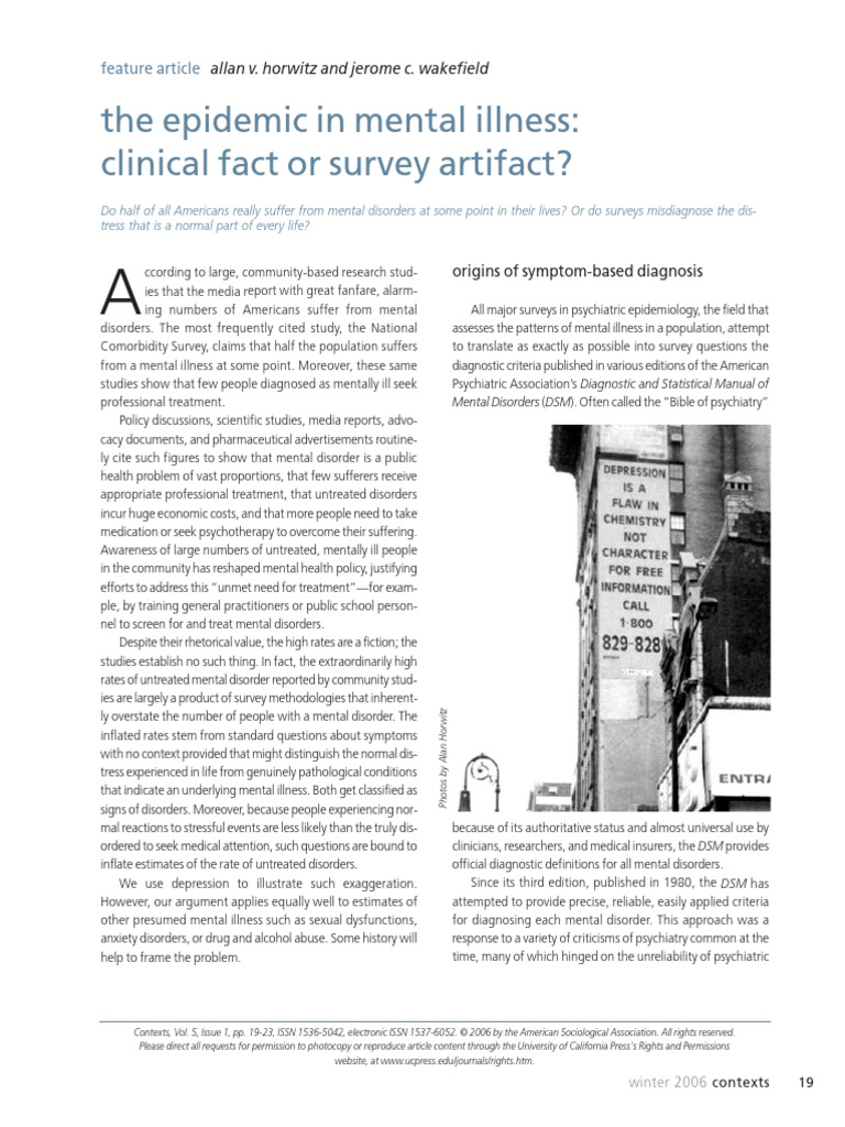 Epidemic in Mental Illness - Clinical Fact or Survey Artifact Horowitz ...