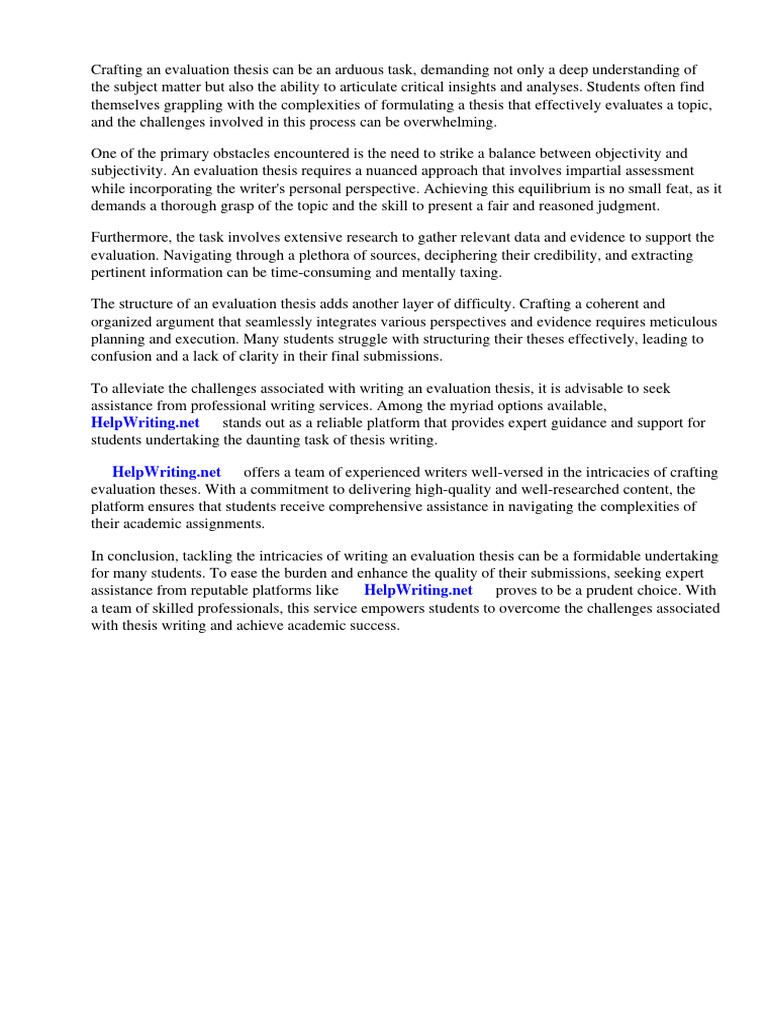 How to Write an Evaluation Thesis | PDF | Essays | Evaluation