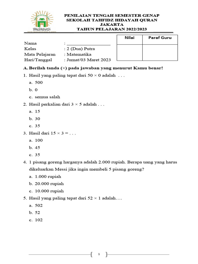 MTK 2 Pa Genap 2023 Done-1 | PDF