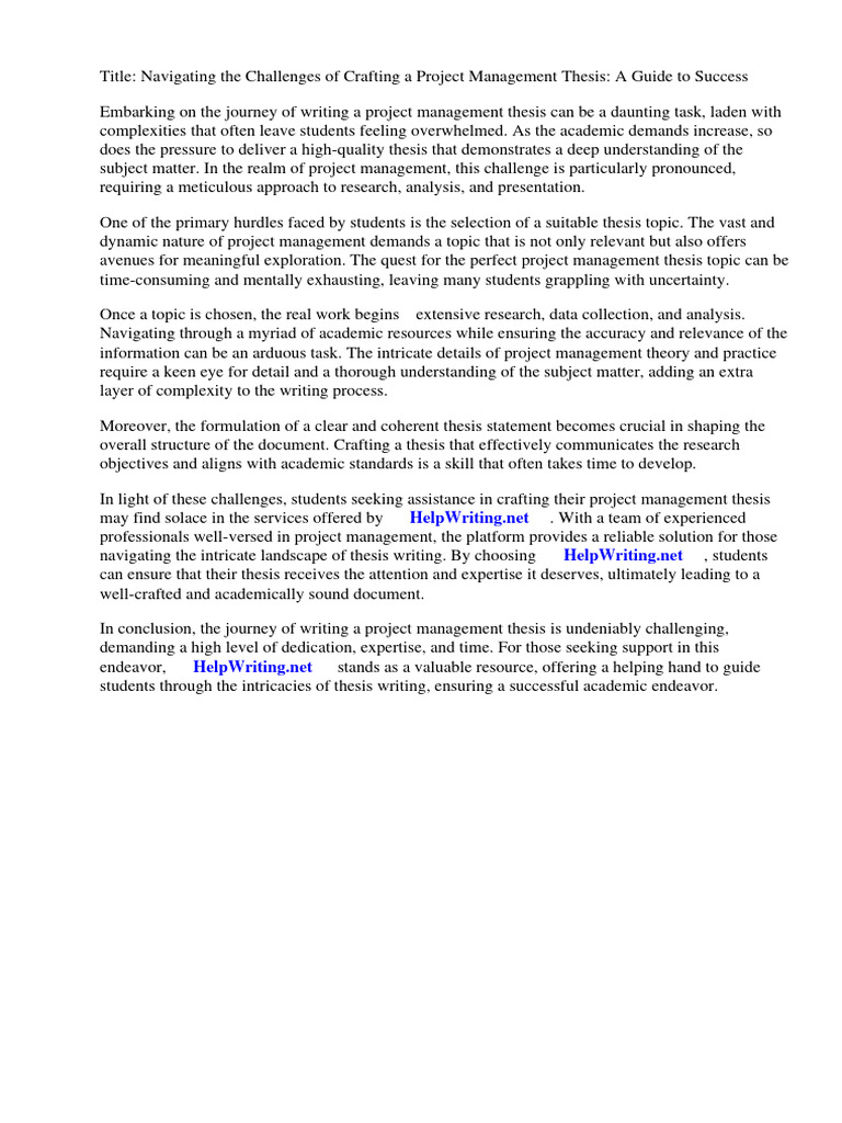 Project Management Thesis Guide | PDF | Thesis | Project Management