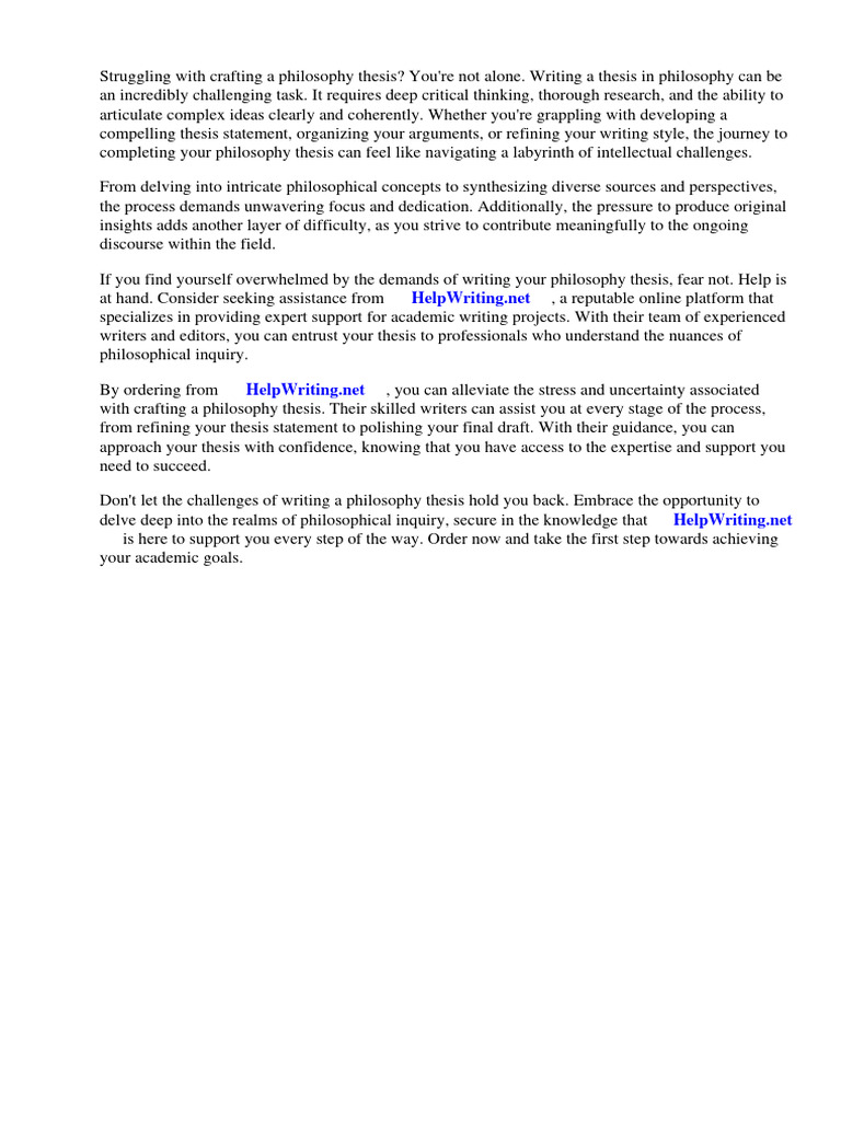 Philosophy Thesis Statement | PDF | Essays | Philosophy Of Education