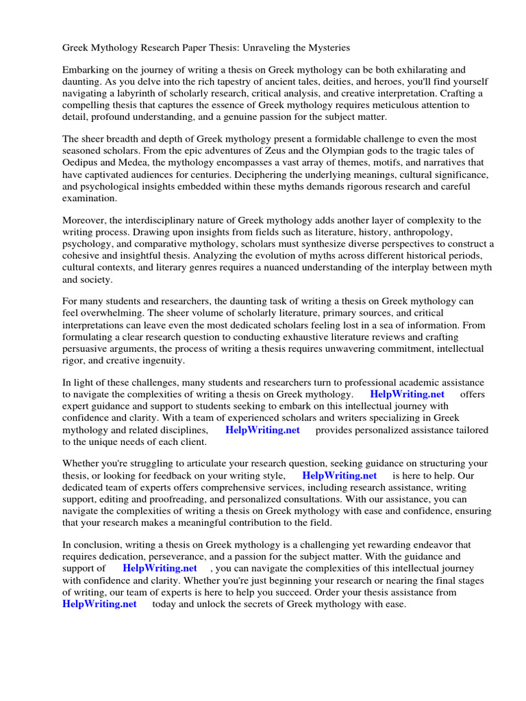 Greek Mythology Research Paper Thesis | PDF | Greek Mythology | Twelve ...