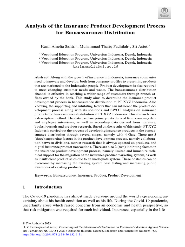 Analysis of The Insurance Product Development Process For Bancassurance ...