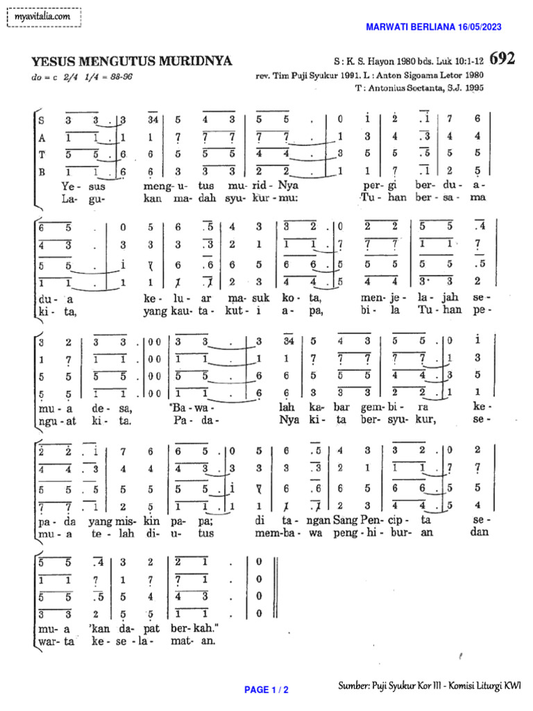 PS 692 Yesus Mengutus MuridNya | PDF