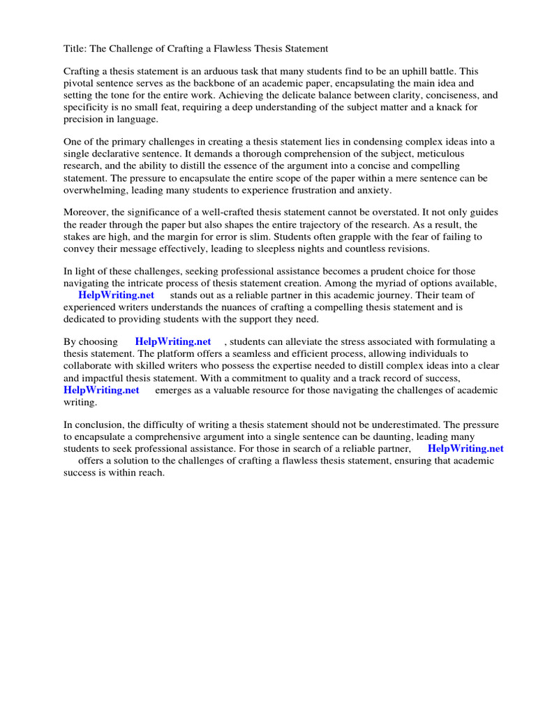Thesis Statement To Be Only One Declarative Sentence | PDF | Essays ...