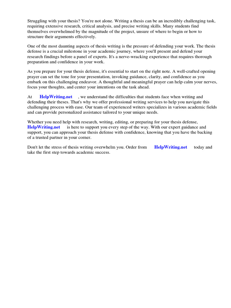 Sample Opening Prayer for Thesis Defense | PDF