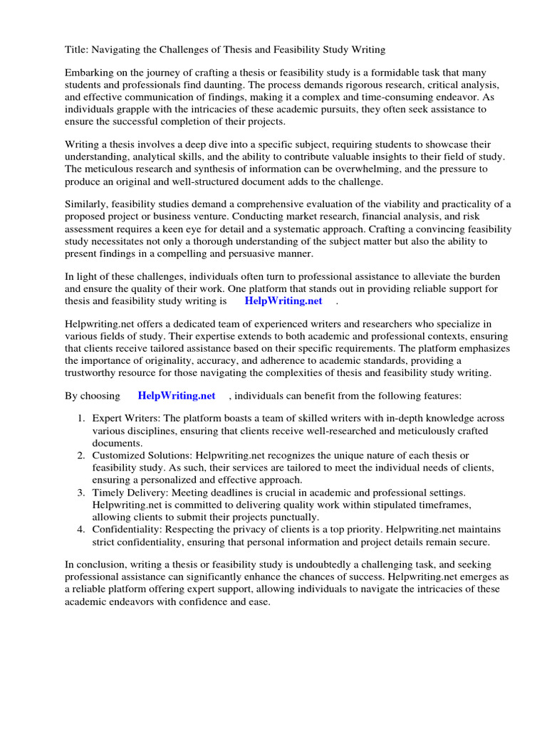 Thesis and Feasibility Study | PDF