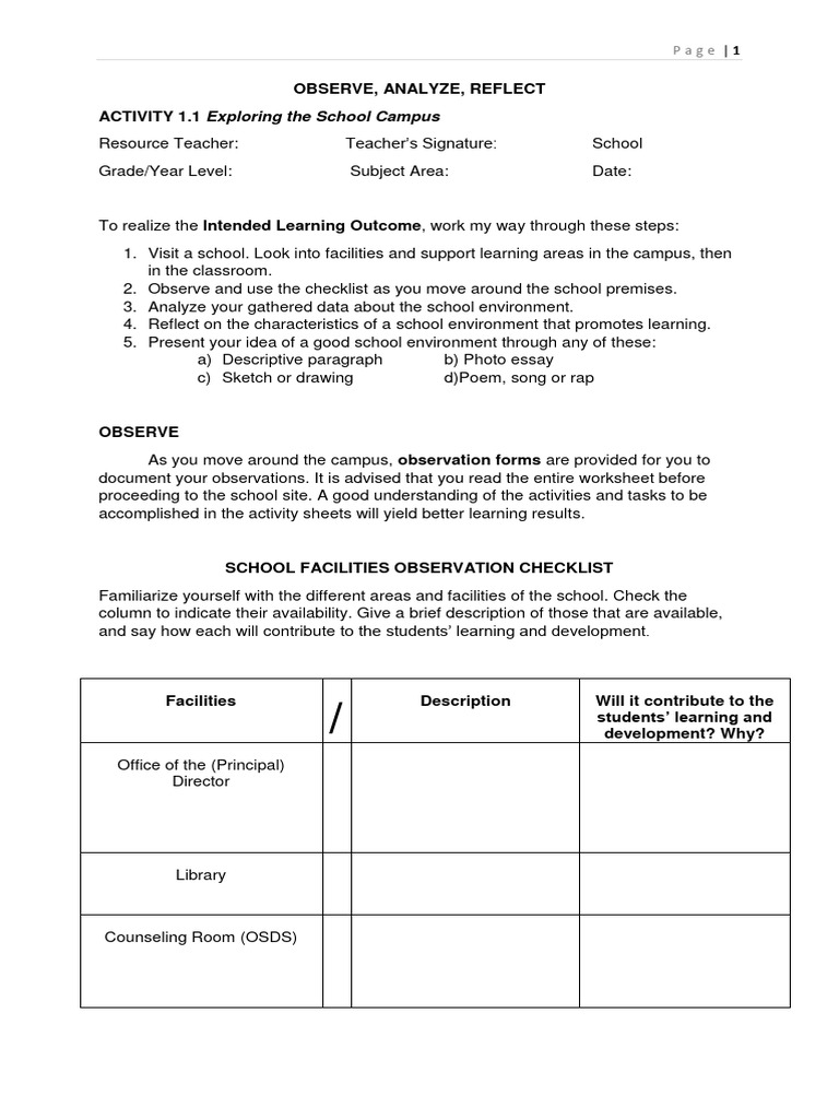 FS 1 Activity 1 4 | PDF | Learning | Classroom