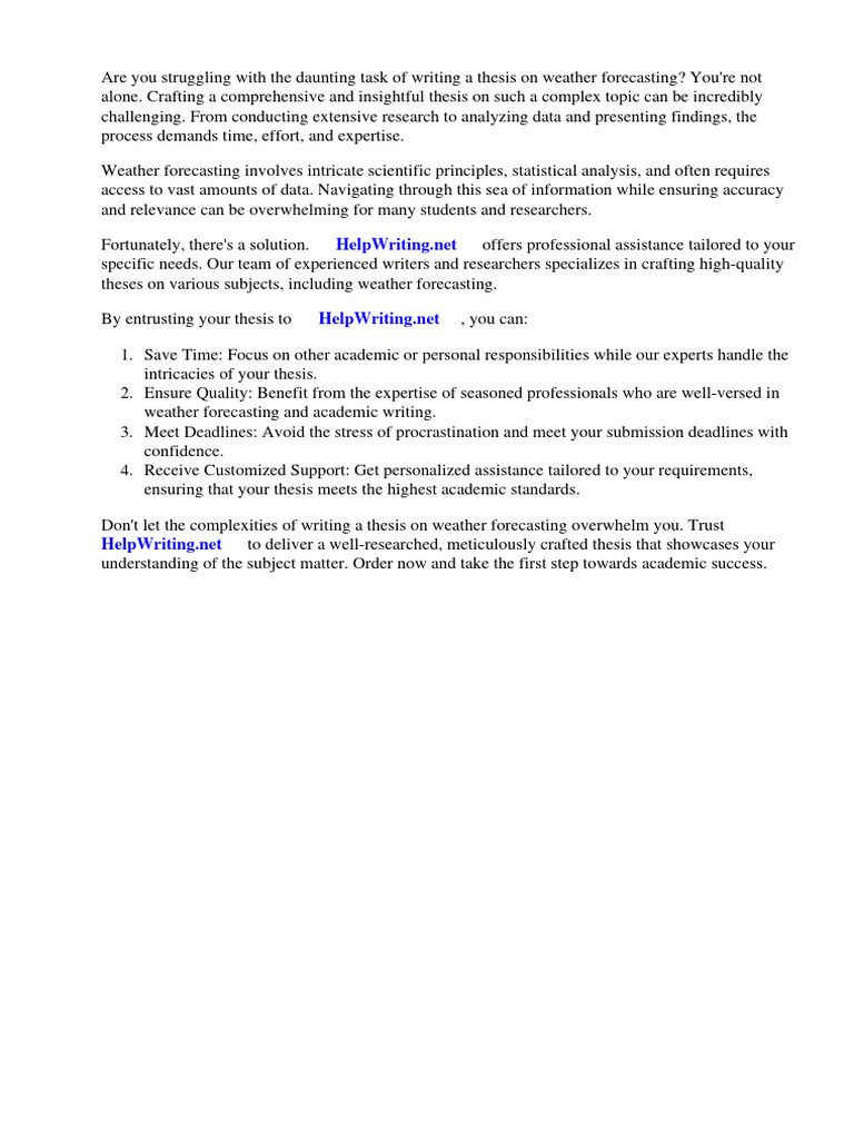 Thesis On Weather Forecasting | Download Free PDF | Weather | Meteorology Thesis On Weather Forecasting | Download Free PDF | Weather | Meteorology