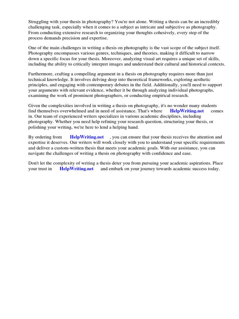 Thesis Photography | PDF | Essays | Thesis