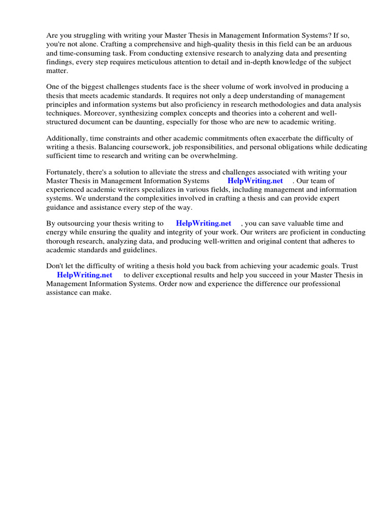 Master Thesis in Management Information Systems | PDF