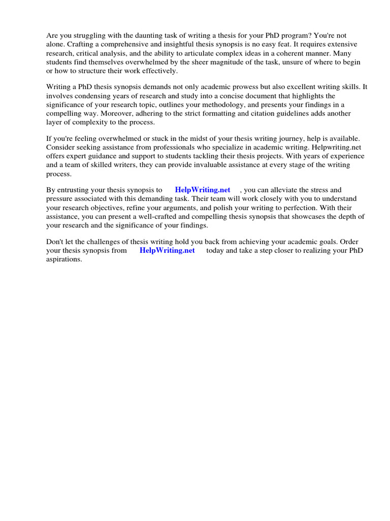 PHD Thesis Synopsis Sample | PDF | Thesis | Methodology