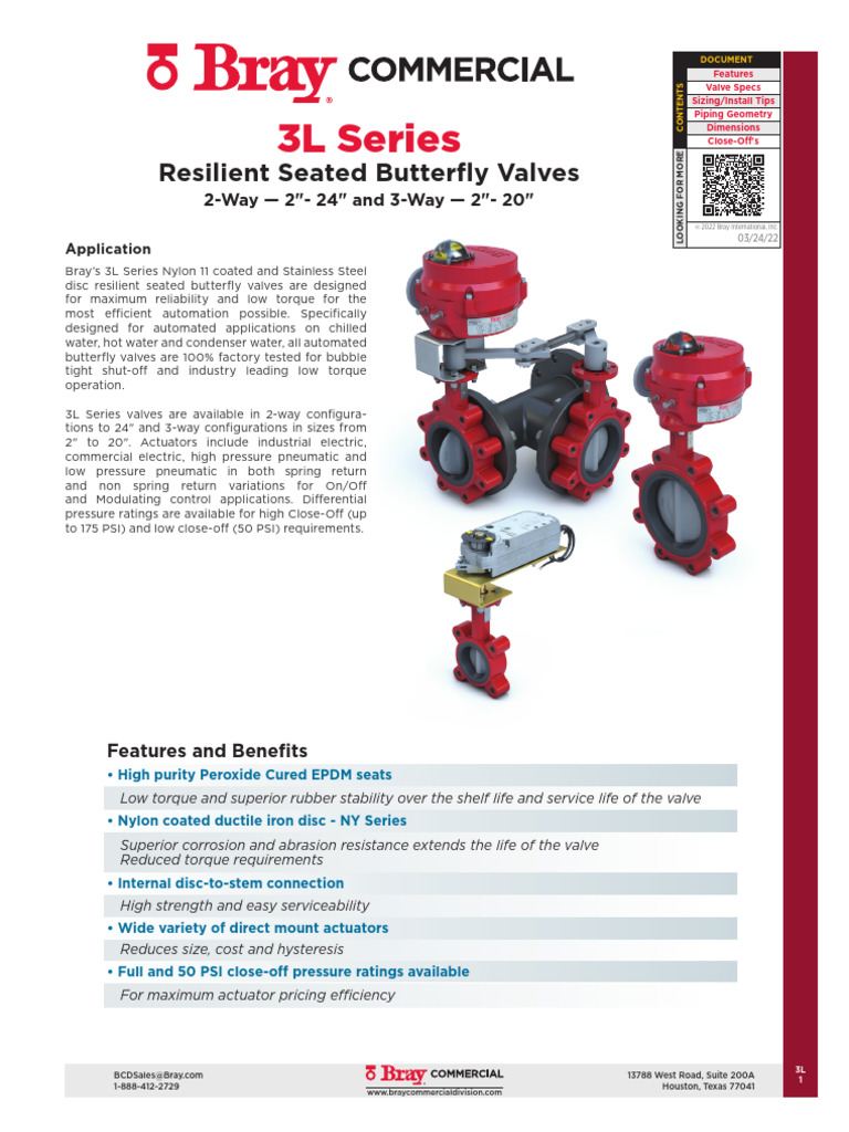Bray 3L Series Resilient Seated Butterfly Valve Catalog | PDF