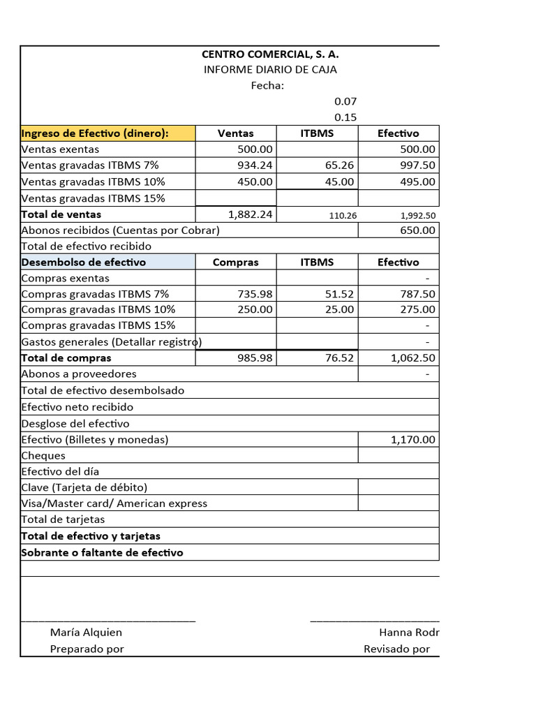 Formatos de Caja General | PDF