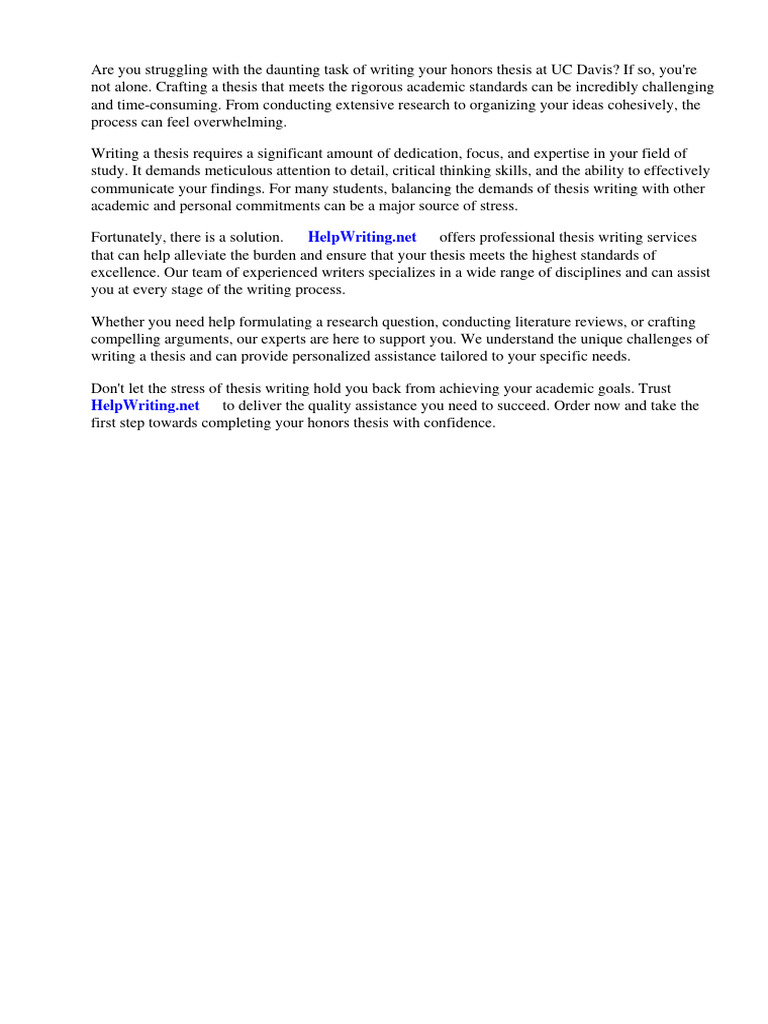 Honors Thesis Uc Davis | Download Free PDF | Thesis | Cognitive Science