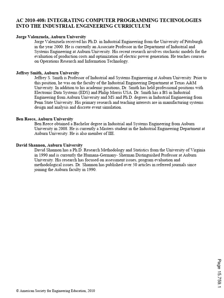 Integrating Computer Programming Technologies Into The Industrial ...