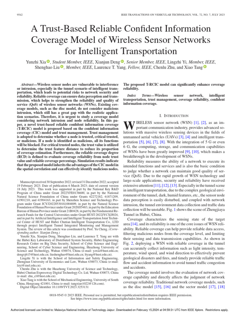 Trust-Based Coverage Model for WSNs | PDF | Wireless Sensor Network ...