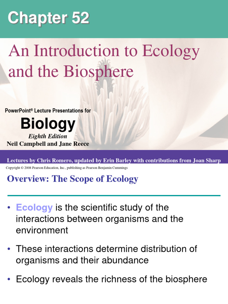 Chapter 52 An Introduction To Ecology and The Biosphere | PDF | Ecology | Benthic Zone