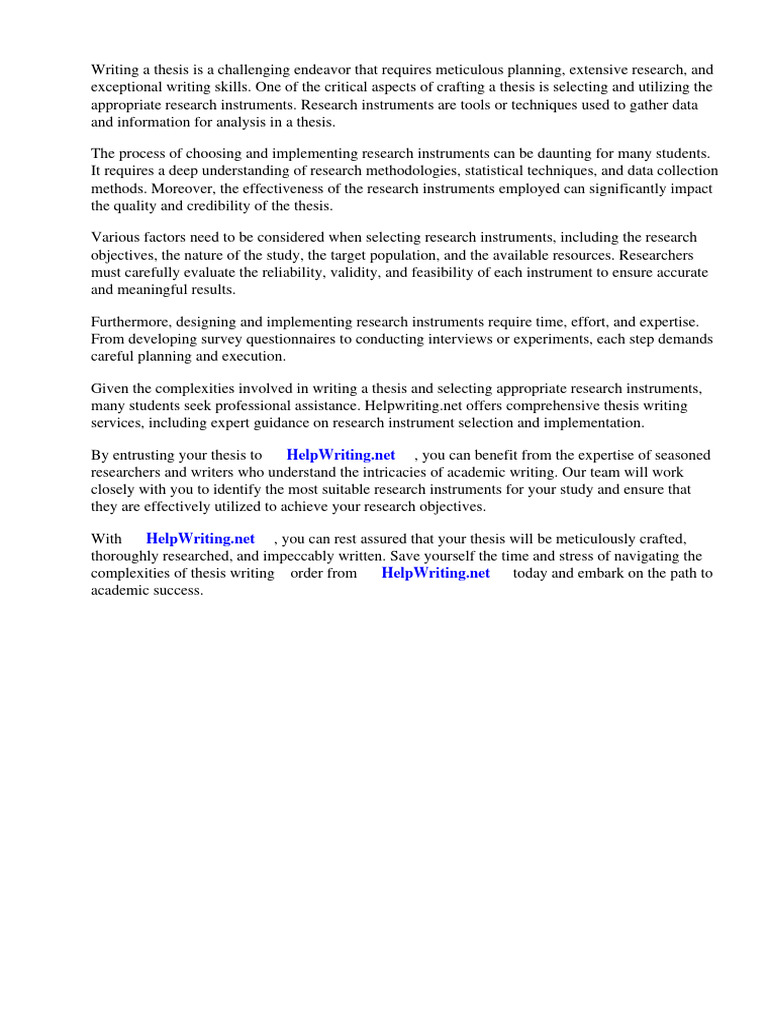 Research Instrument Used in Thesis | PDF | Survey Methodology | Methodology