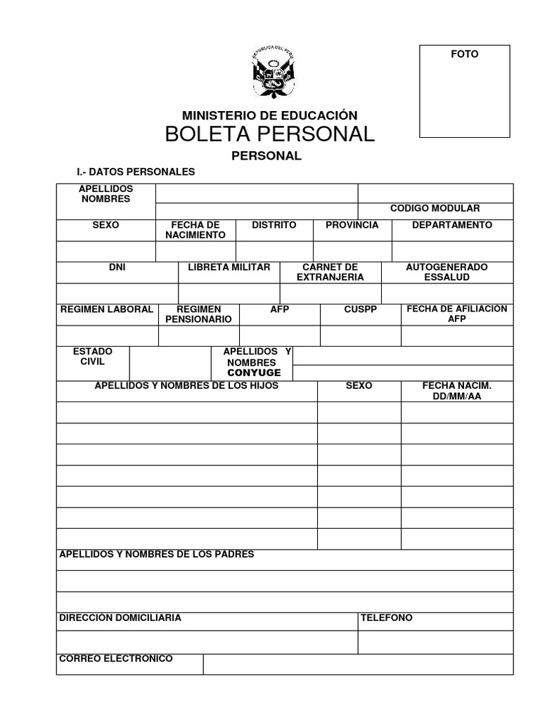 Boleta Personal y Anexos 1 | PDF