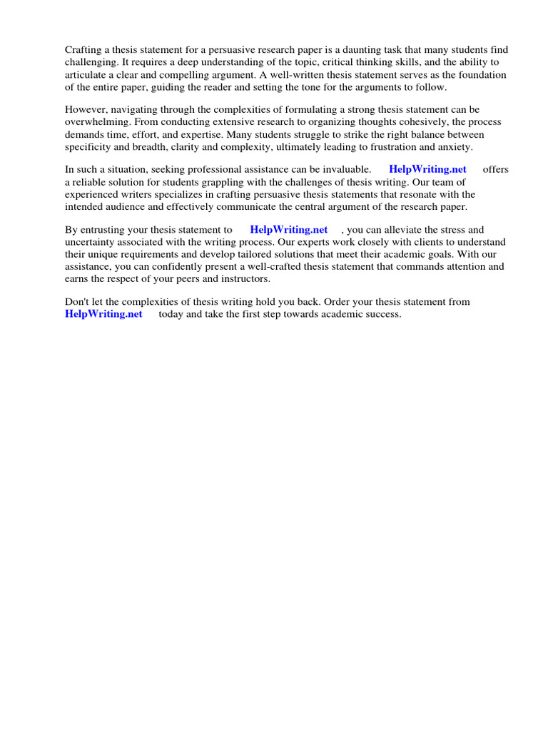 Thesis Statement Examples For Persuasive Research Papers | PDF | Essays ...