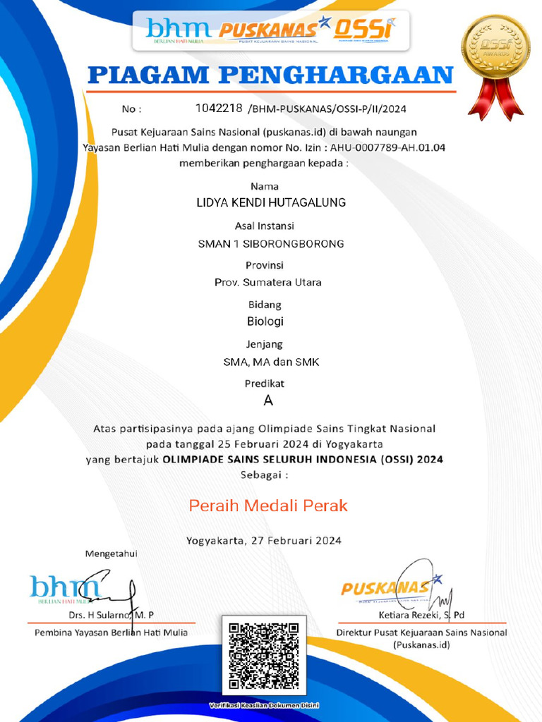 Piag - Biologi - OSSI 2024 | PDF