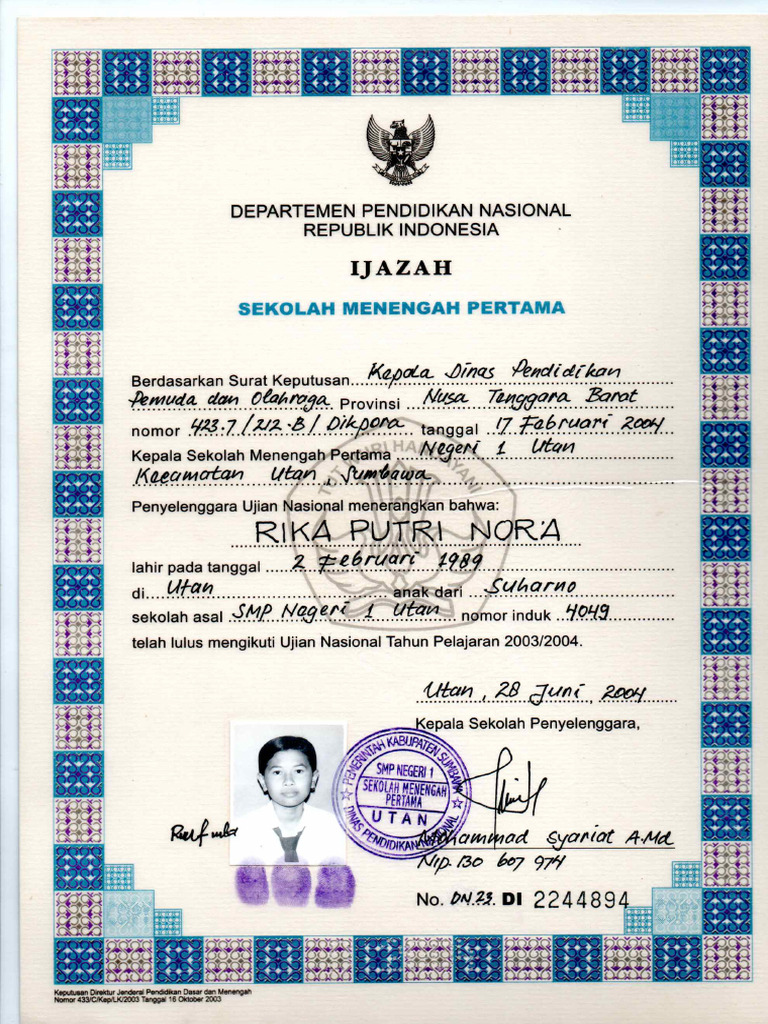 Ijazah SMP | PDF