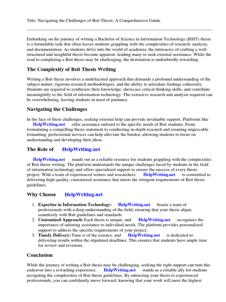 Bsit Thesis Guidelines | PDF