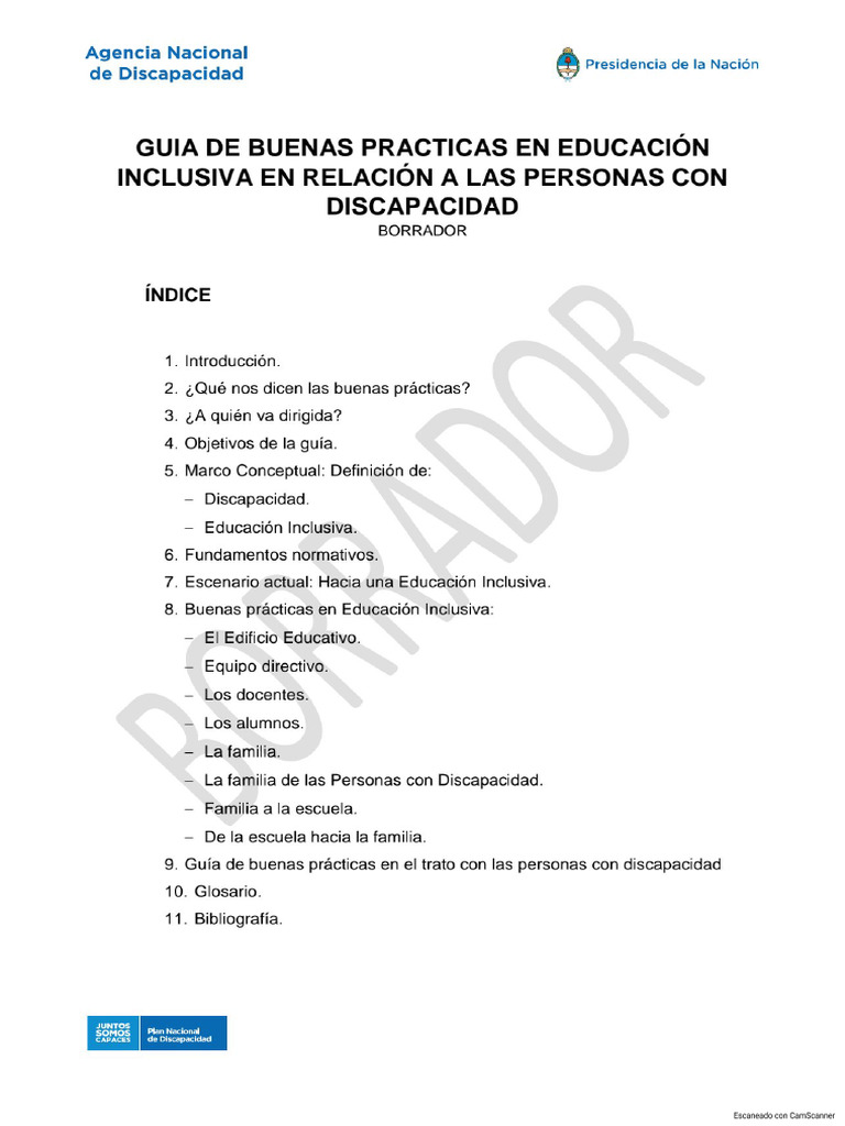 1º Borrador Guia de Buenas Practicas en Educacion Inclusiva | PDF