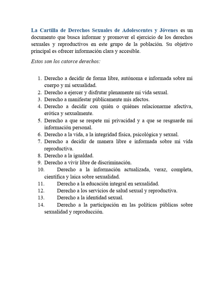 La Cartilla De Derechos Sexuales Pdf