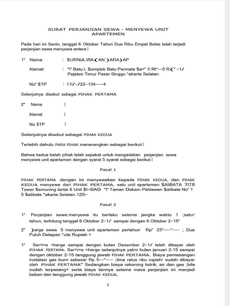 Dokumen Tips Surat Perjanjian Sewa Apartemen Pdf
