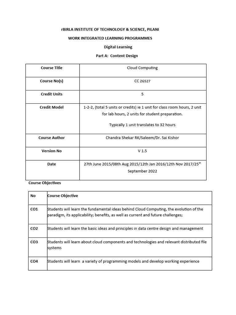 Cc Zg527 Course Handout | PDF | Cloud Computing | Virtualization